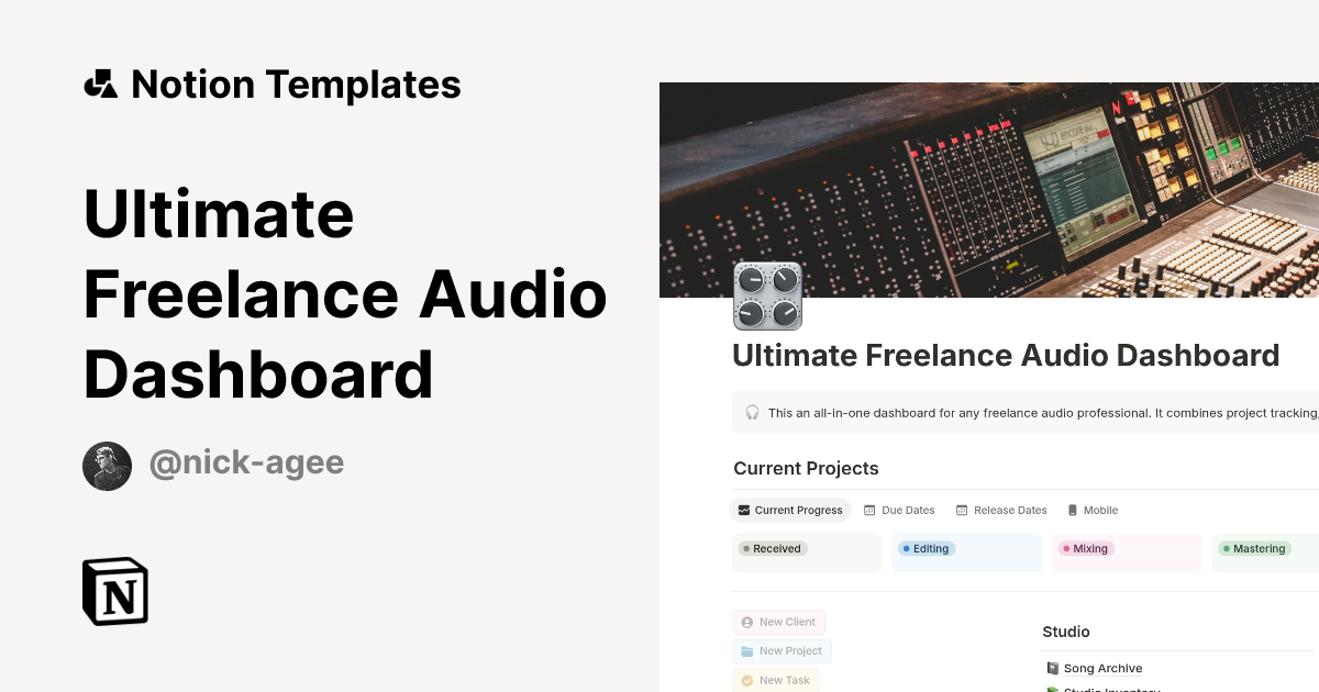 Ultimate Freelance Audio Dashboard Template | Notion Marketplace
