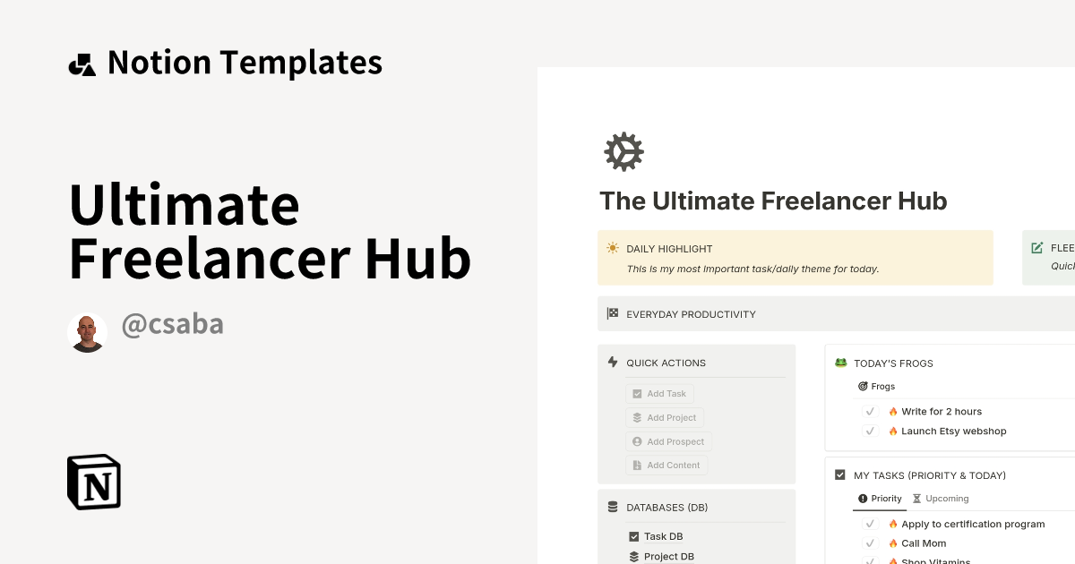 Ultimate Freelancer Hub Template | Notion Marketplace