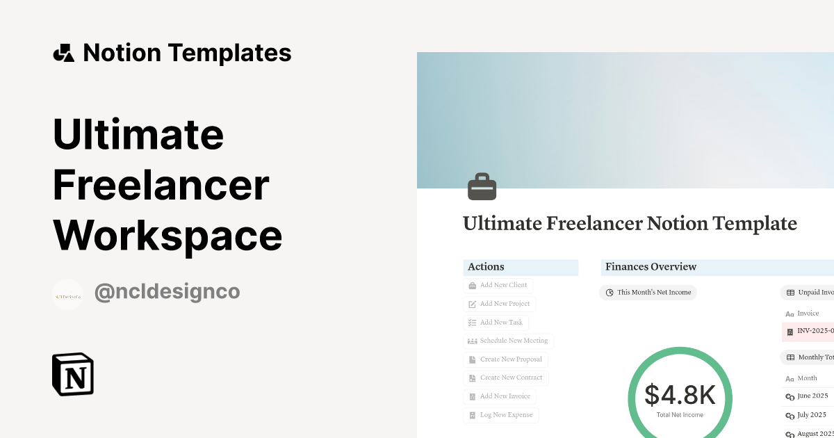 Ultimate Freelancer Workspace Template by NCLDesignCo | Notion Marketplace