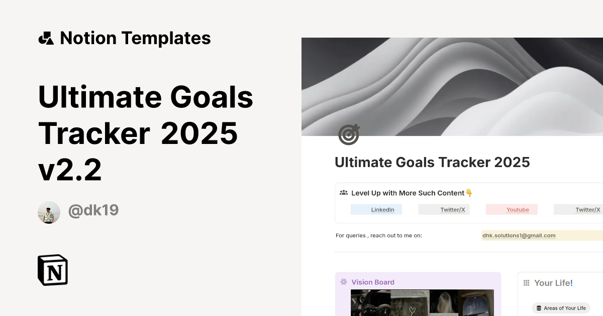 Ultimate Goals Tracker 2025 v1.3 Template by Dhruv Kumar | Notion Marketplace