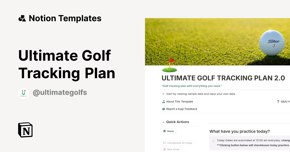 Ultimate Golf Tracking Plan Template by Ultimategolfs | Notion Marketplace