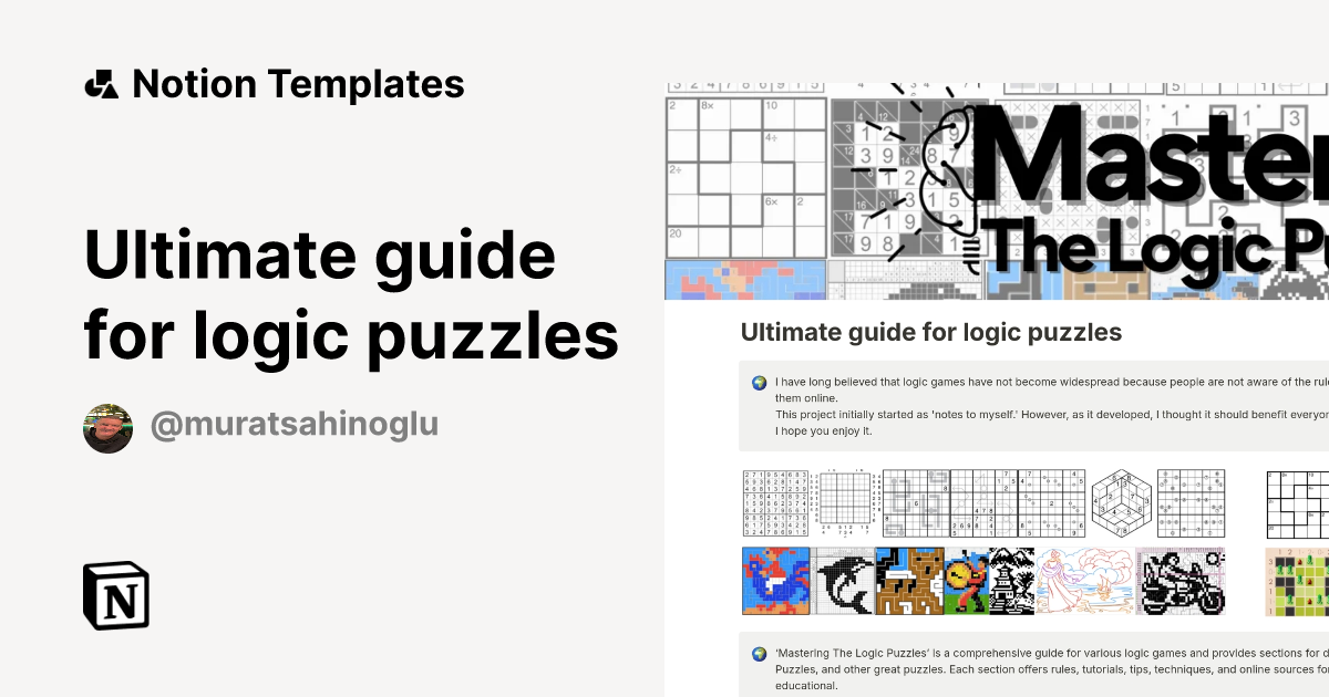 Ultimate guide for logic puzzles Template by Murat Şahinoğlu | Notion Marketplace
