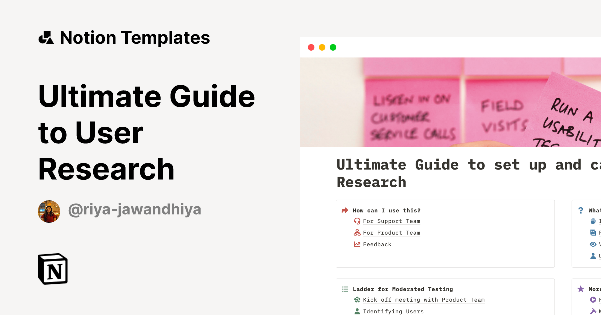 Ultimate Guide to User Research Template by Riya Jawandhiya | Notion ...