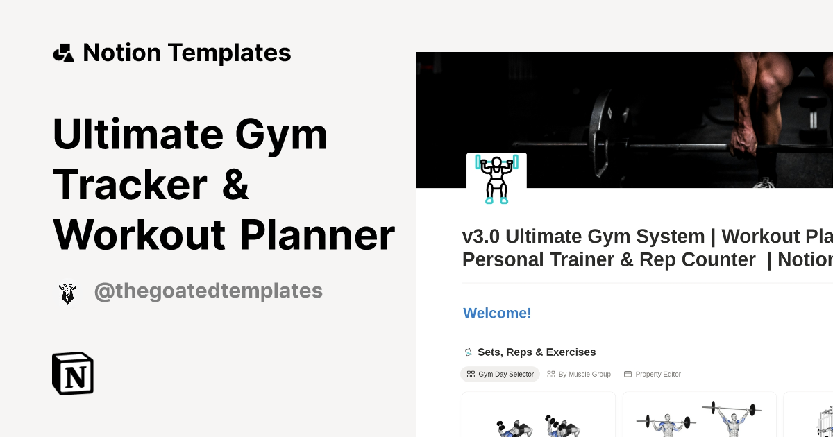 Ultimate Gym Tracker & Workout Planner Template | Notion Marketplace