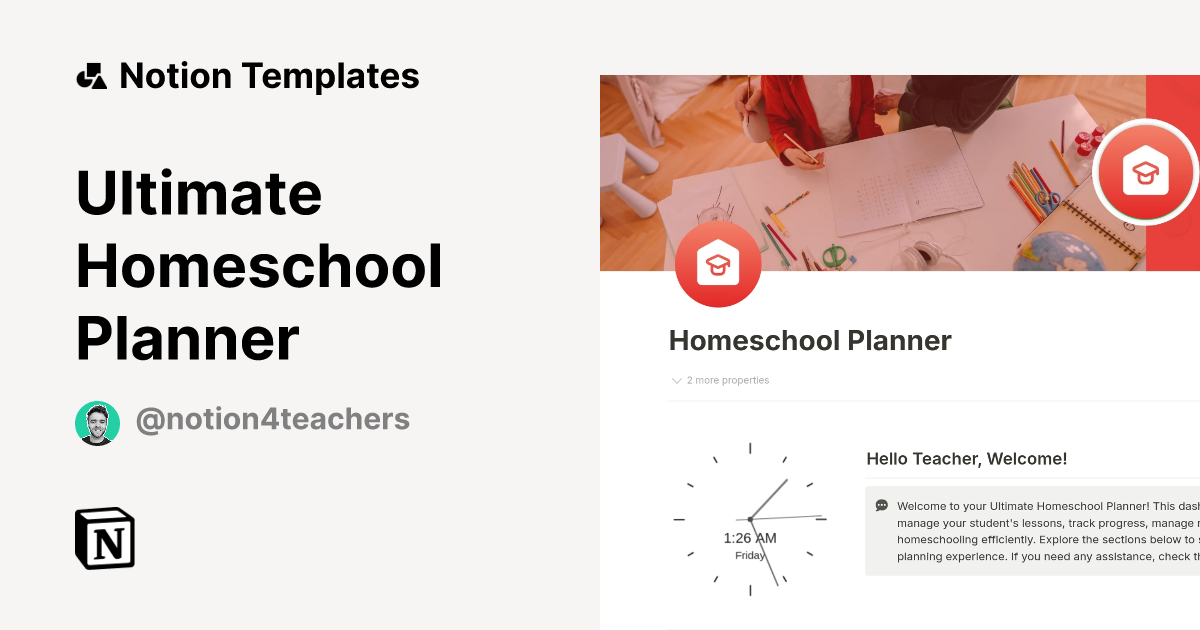 Ultimate Homeschool Planner Template by Milo | Notion4Teachers | Notion ...
