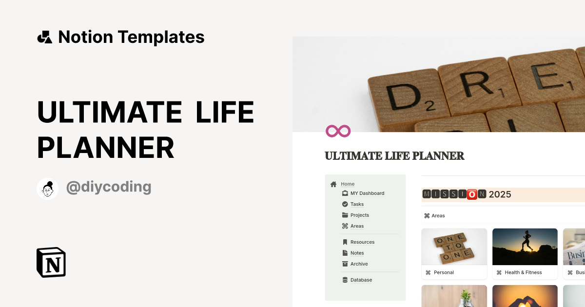 ULTIMATE LIFE PLANNER Template by DIY Coding | Notion Marketplace