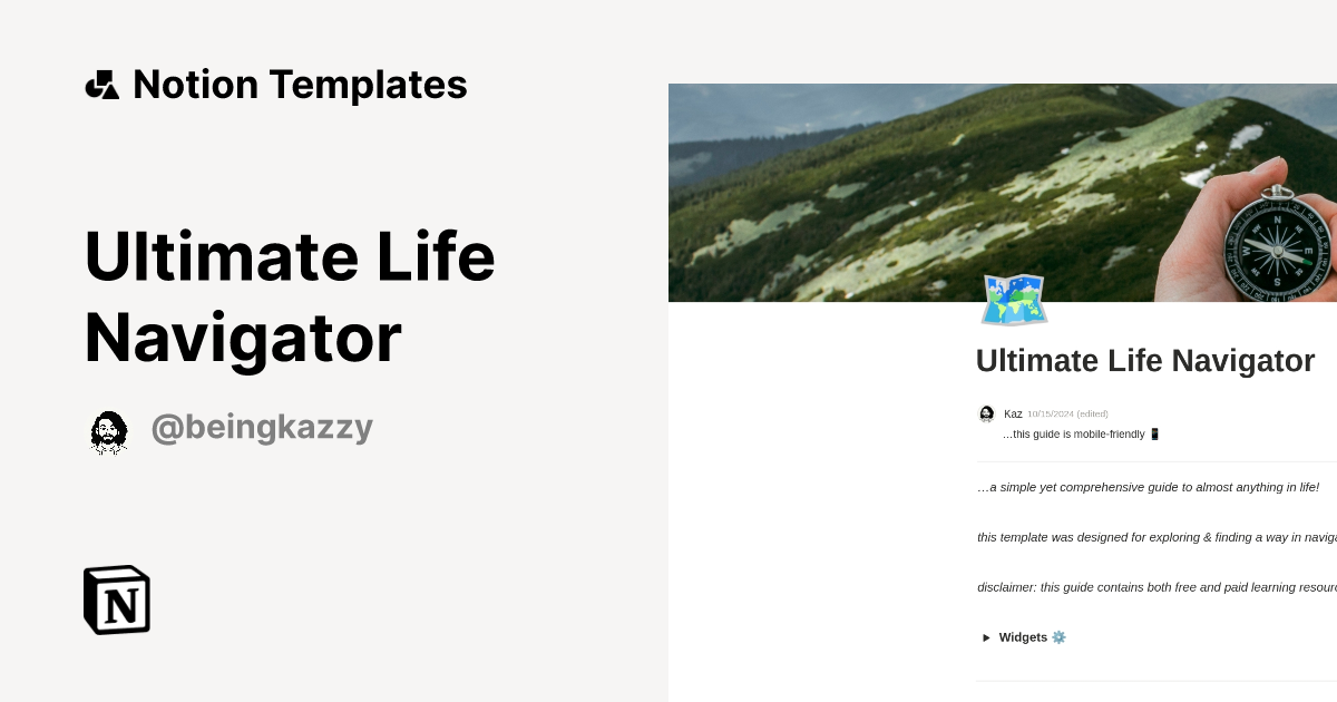 Ultimate Life Navigator Template by Kaz | Notion Marketplace