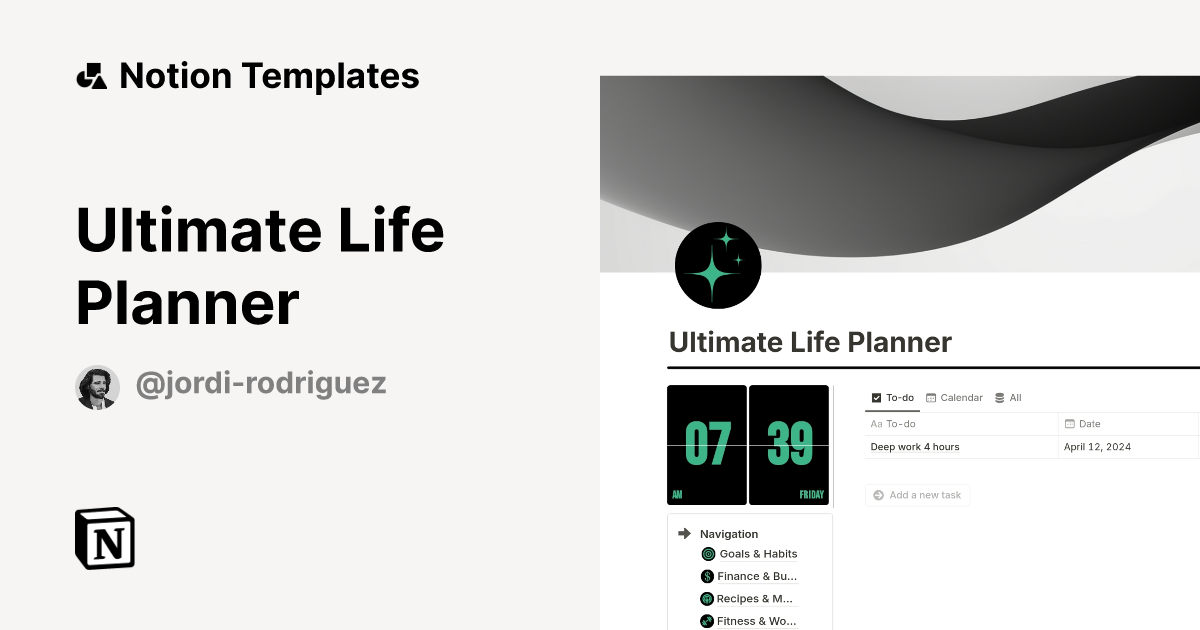 Ultimate Life Planner Template by Jordi Rodriguez | Notion Marketplace
