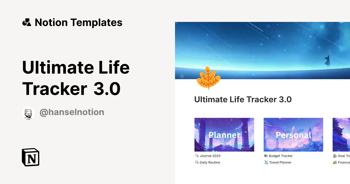 Ultimate Life Tracker 3.0 Template by Hansel Systems | Notion Marketplace