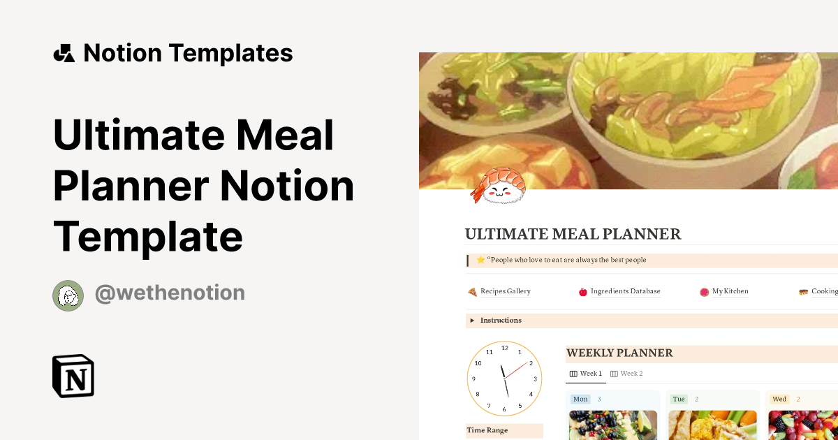 Ultimate Meal Planner Notion Template Template By Wethenotion Notion