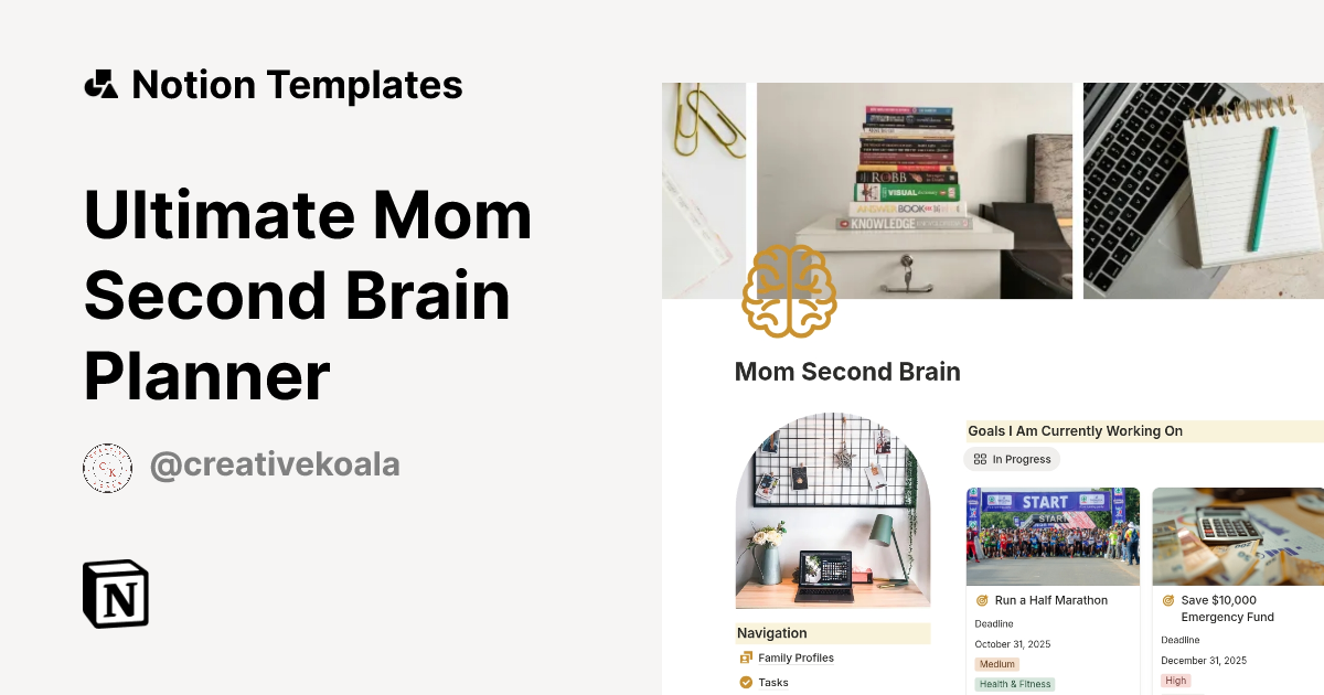 Ultimate Mom Second Brain Planner Template by Creative Koala | Notion ...