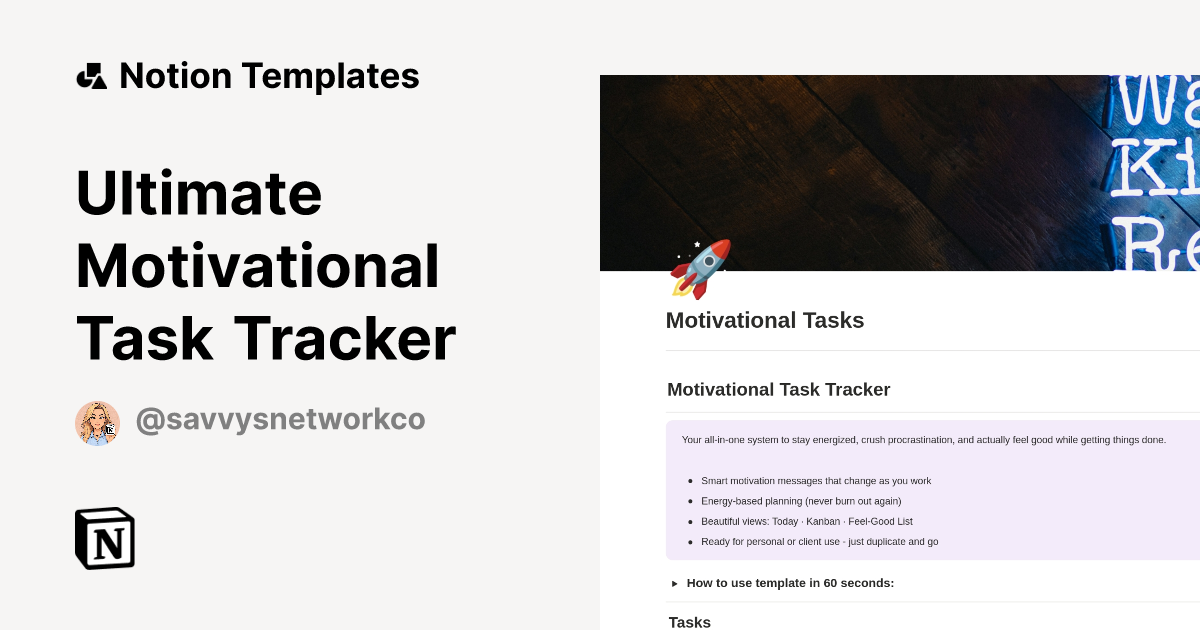 Ultimate Motivational Task Tracker Template | Notion Marketplace