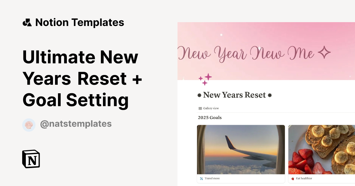 Ultimate New Years Reset + Goal Setting Template by natalie 🐚 | Notion ...