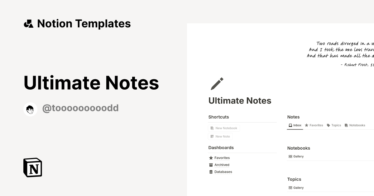 Ultimate Notes Template by Todd | Notion Marketplace