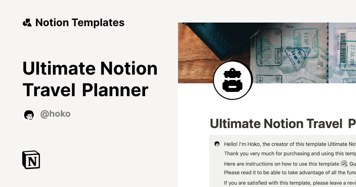 Ultimate Notion Travel Planner Template | Notion Marketplace