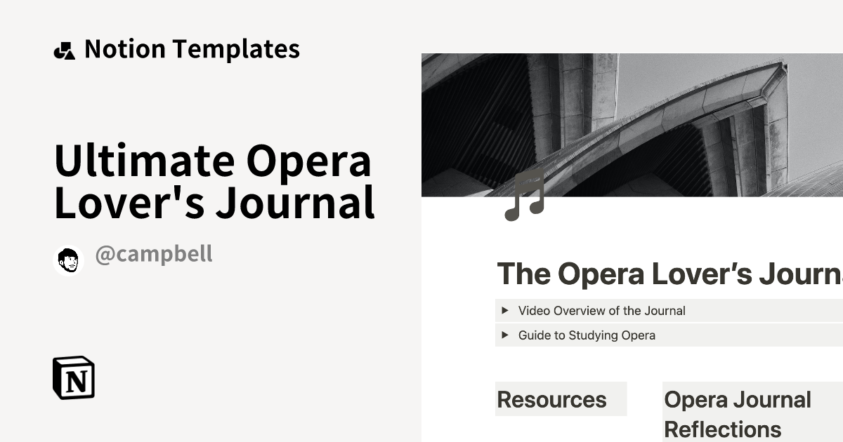Ultimate Opera Lover's Journal Template | Notion Marketplace