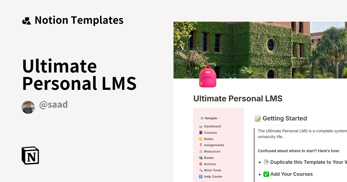 Ultimate Personal LMS Template by Saad Hasnain | Notion Marketplace