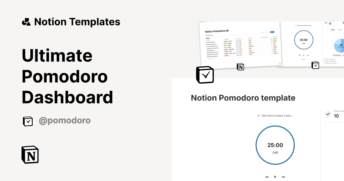 Ultimate Pomodoro Dashboard Template | Notion Marketplace