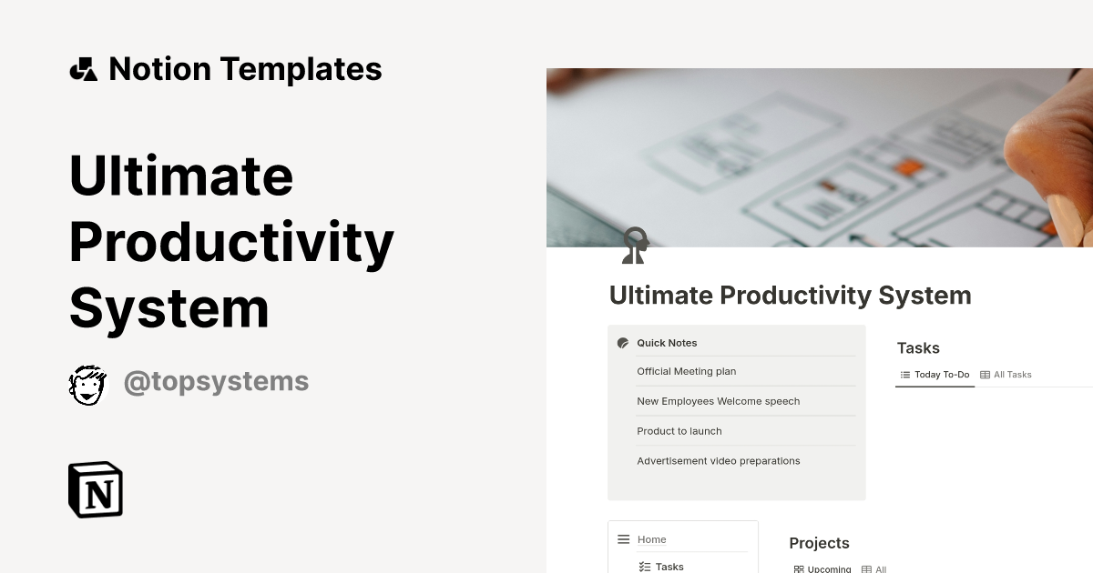 Ultimate Productivity System Template by TopSystems.io | Notion Marketplace