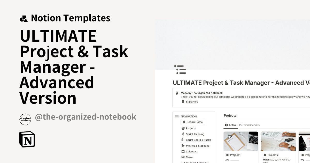 ULTIMATE Project & Task Manager - Advanced Version Template | Notion Marketplace