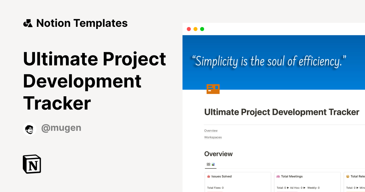 Ultimate Project Development Tracker Template by Mugen | Notion Marketplace