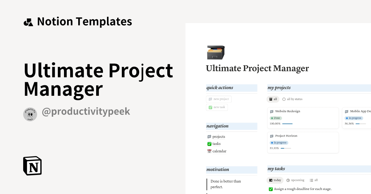 Ultimate Project Manager Template | Notion Marketplace