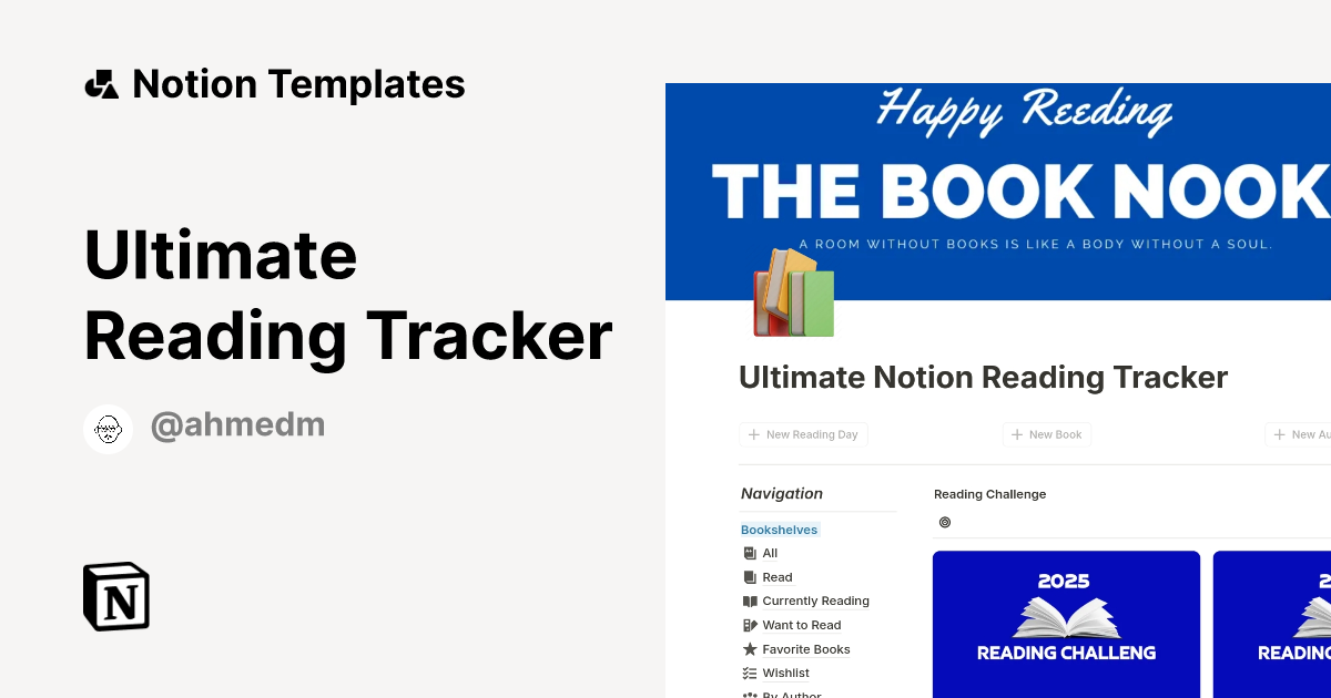 Ultimate Reading Tracker Template by Ahmed M | Notion Marketplace