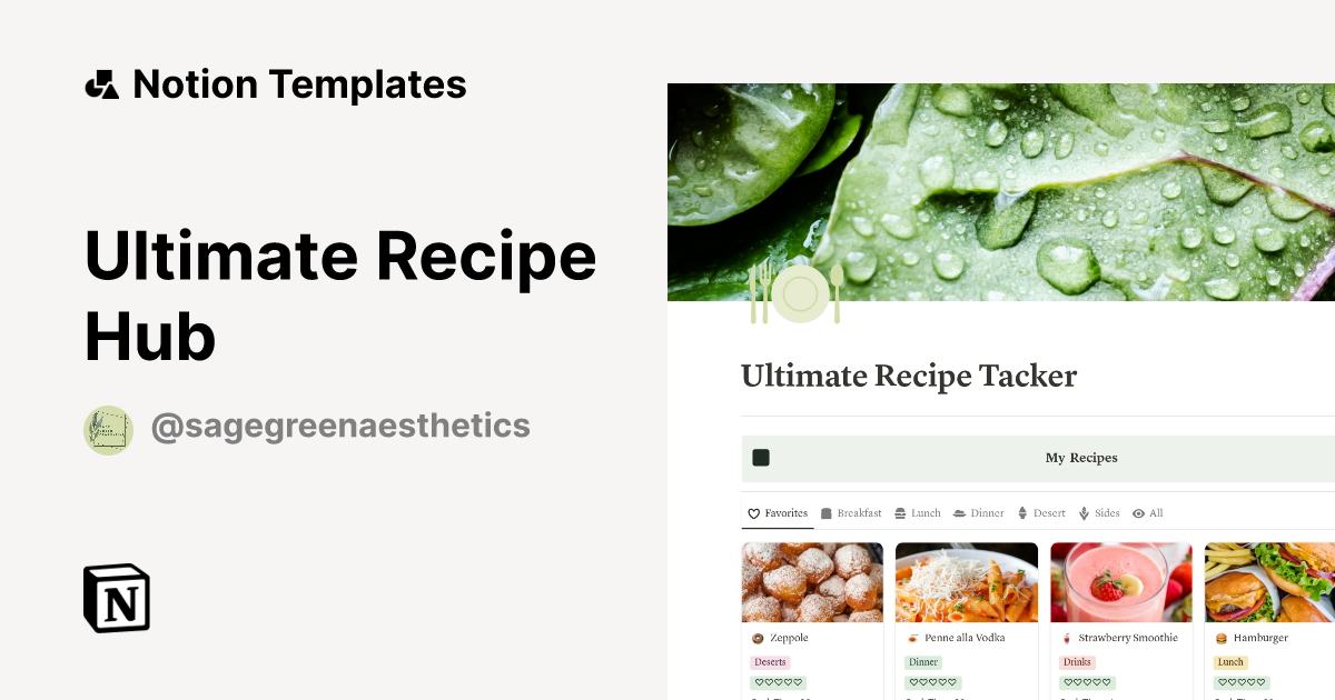 Ultimate Recipe Hub Template | Notion Marketplace