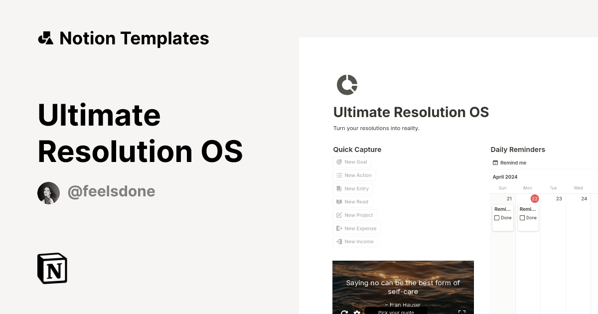 Ultimate Resolution OS Template | Notion Marketplace