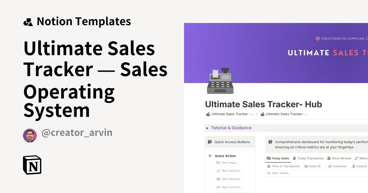 Ultimate Sales Tracker — Sales Operating System Template by Arvin ...