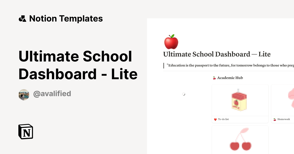 Ultimate School Dashboard - Lite Template | Notion Marketplace