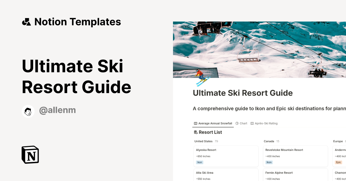 Ultimate Ski Resort Guide Template by Allen | Notion Marketplace