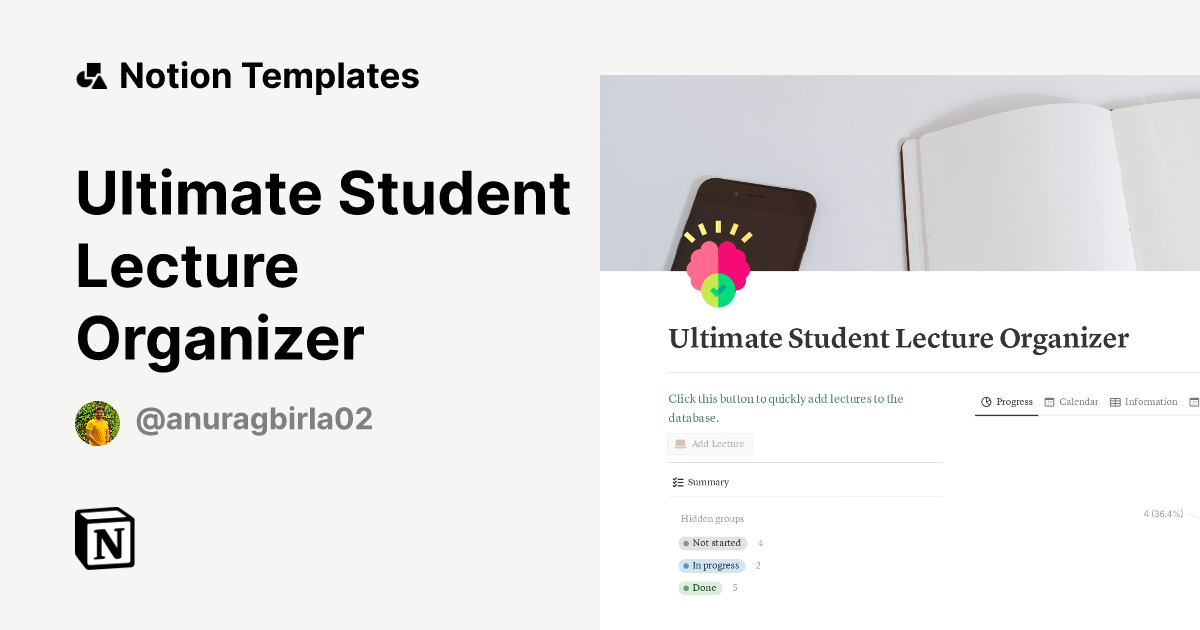 Ultimate Student Lecture Organizer Template by Anurag | Notion Marketplace