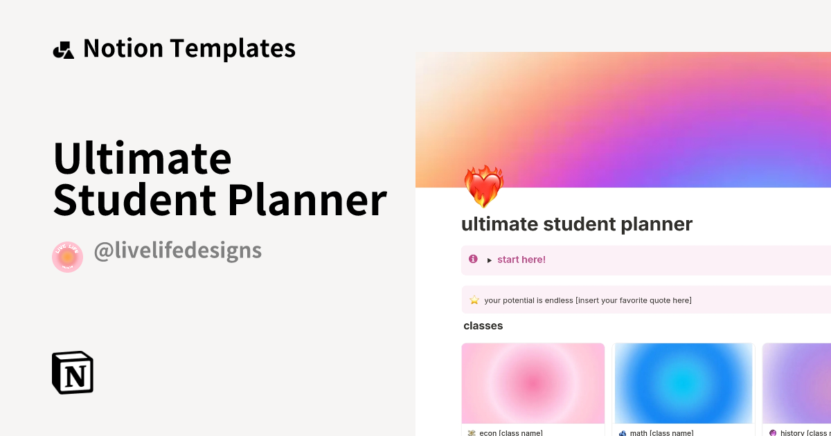Ultimate Student Planner Template | Notion Marketplace