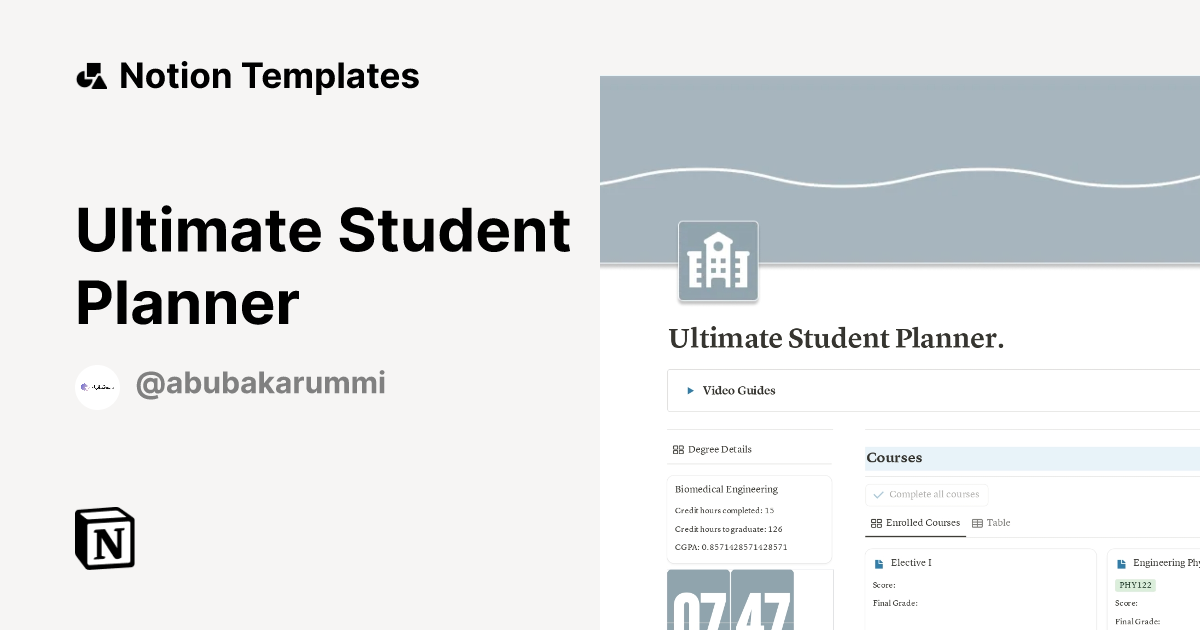 Ultimate Student Planner Template | Notion Marketplace