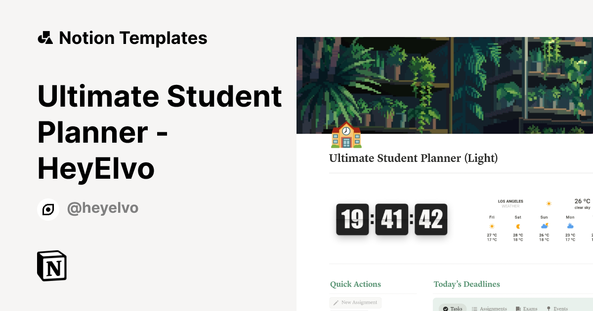 Ultimate Student Planner - HeyElvo Template | Notion Marketplace