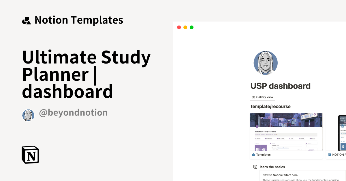 Ultimate Study Planner | dashboard Template by BeyondNotion | Notion ...