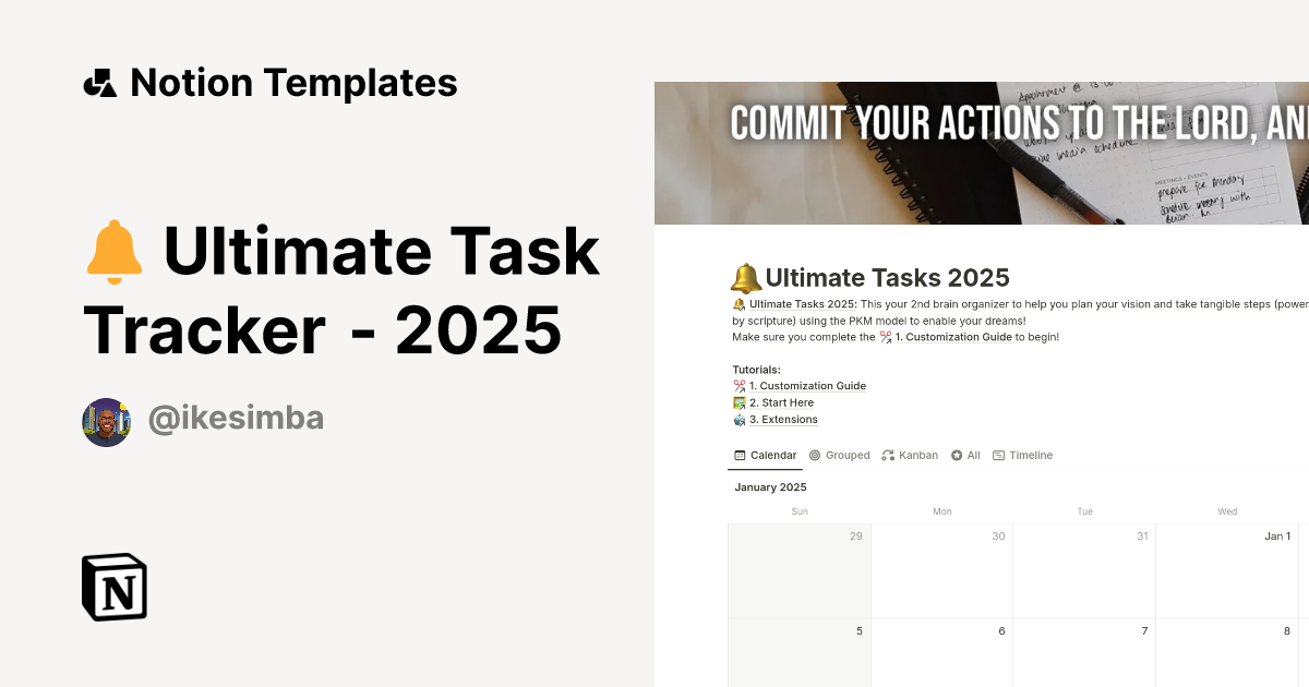 🔔 Ultimate Task Tracker - 2025 Template by IkeSimba | Notion Marketplace