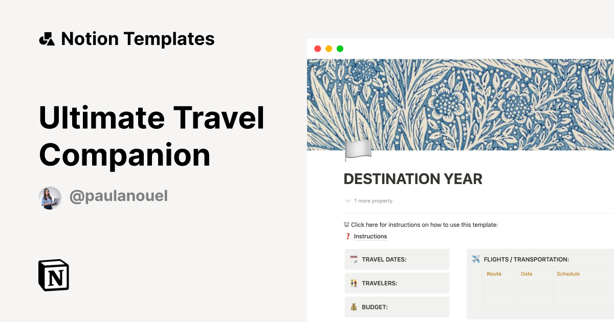 Ultimate Travel Companion Template | Notion Marketplace