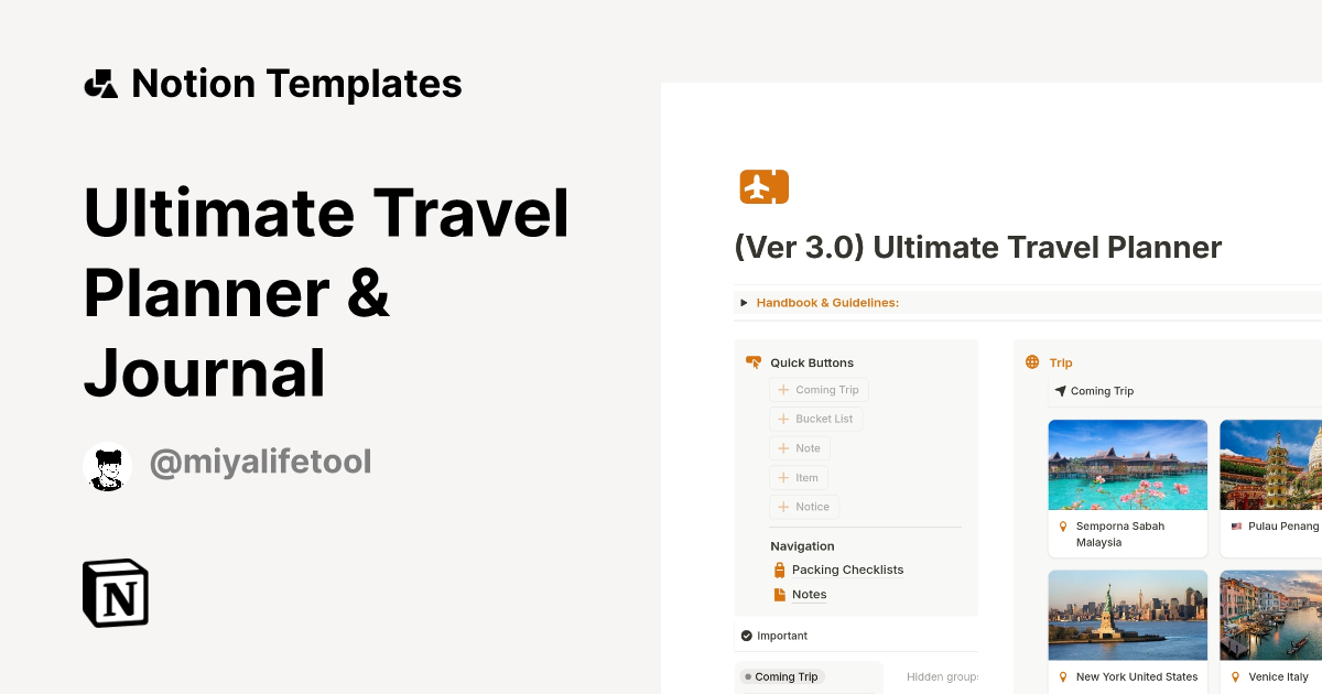 Ultimate Travel Planner Journal Template Notion Marketplace