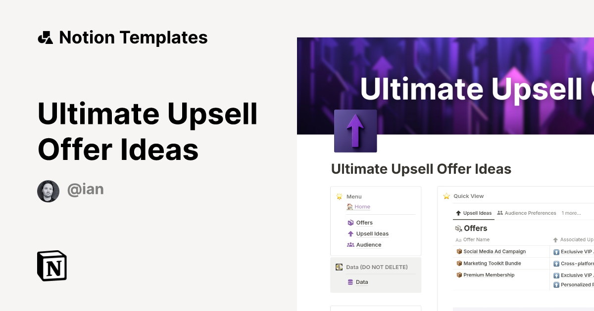 Ultimate Upsell Offer Ideas Template | Notion Marketplace