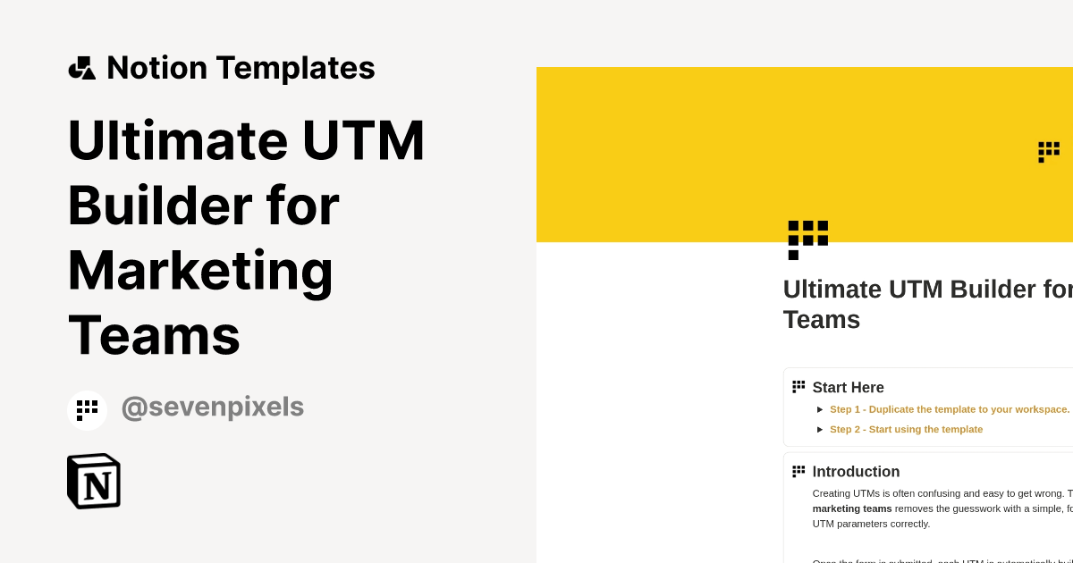 Ultimate UTM Builder for Marketing Teams Template by Seven Pixels ...