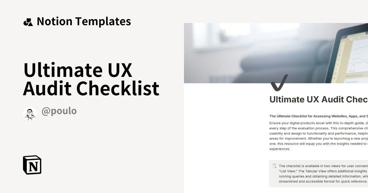 Ultimate UX Audit Checklist Template | Notion Marketplace