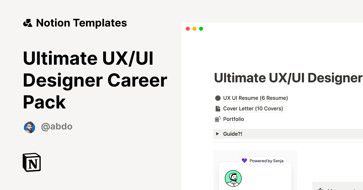 Ultimate UX/UI Designer Career Pack Template by Abdo Karmalla | Notion Marketplace
