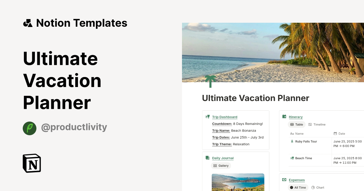 Ultimate Vacation Planner Template | Notion Marketplace