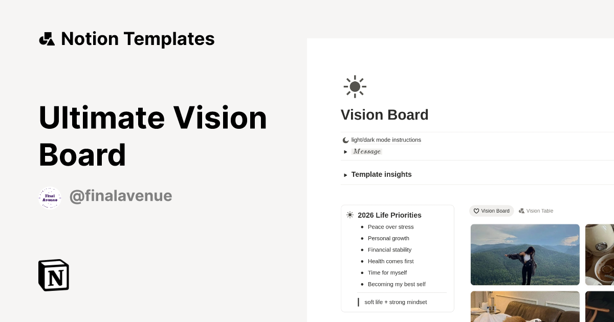 Ultimate Vision Board Template | Notion Marketplace