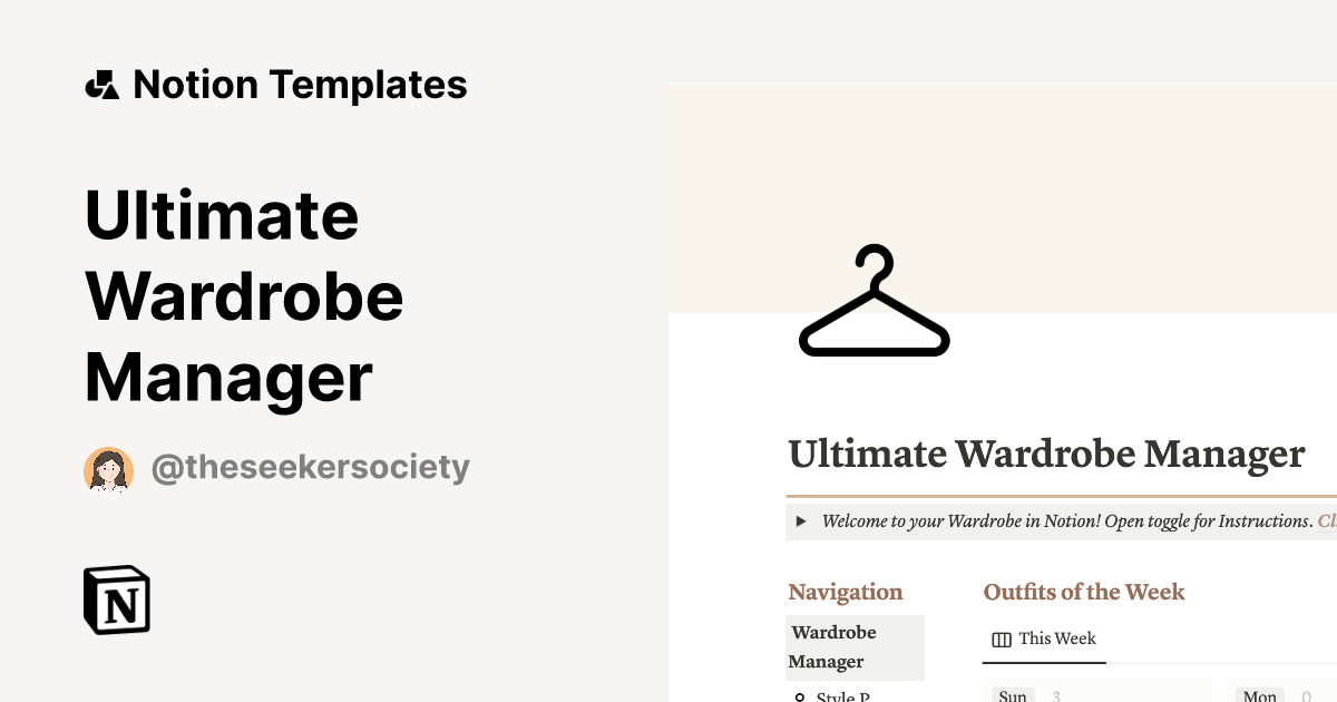 Ultimate Wardrobe Manager Template by Nica of The Seeker Society ...