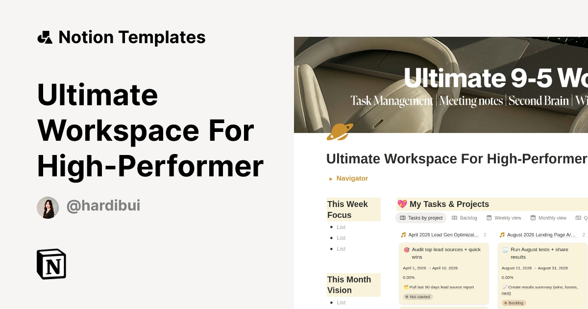 Ultimate Workspace For High-Performer Template | Notion Marketplace