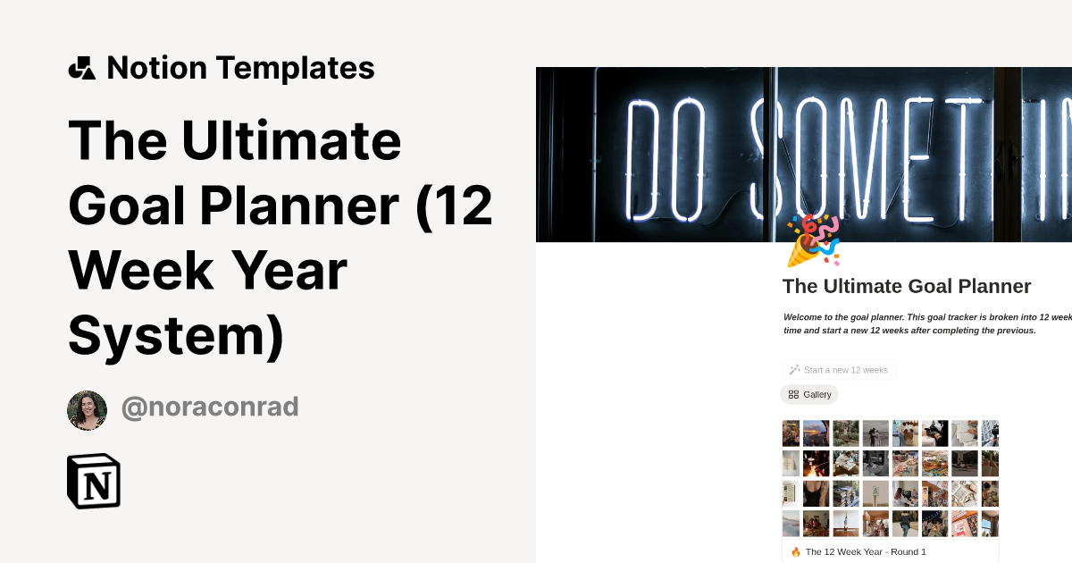 The Ultimate Goal Planner (12 Week Year System) Template | Notion ...