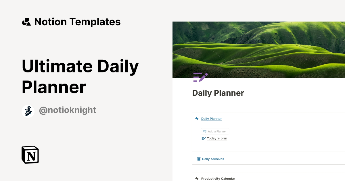 Ultimate Daily Planner Template by notio.Knight | Notion Marketplace